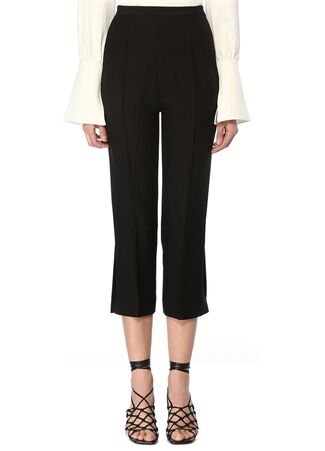 Khaite Kadın Bridget Siyah Yüksek Bel Crop Twill Pantolon 4 US