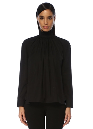 Prada Kadın Siyah Dik Yaka Büzgülü Reglan Kol Bluz 42 IT Prada Kadın Siyah Dik Yaka Büzgülü Reglan Kol Bluz 42 IT