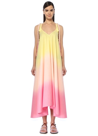 Alanui Kadın Cali Sarı Pembe Degrade Midi Organza Elbise S EU