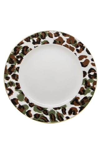 Mi Su Deco Animal Print El Yapımı Porselen Yemek Tabağı Siyah