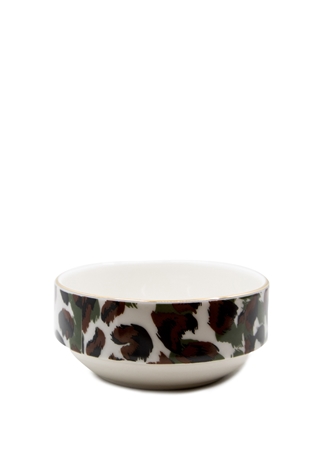 Mi Su Deco Animal Print El Yapımı Porselen Kase Siyah