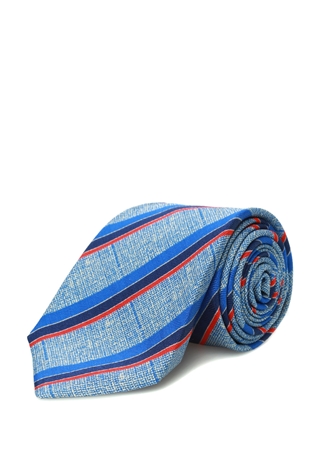 Kiton Erkek Mavi Verev Çizgili İpek Kravat EU Kiton Erkek Mavi Verev Çizgili İpek Kravat EU