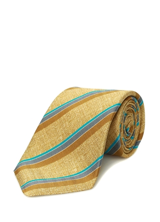 Kiton Erkek Sarı Verev Çizgili İpek Kravat EU Kiton Erkek Sarı Verev Çizgili İpek Kravat EU
