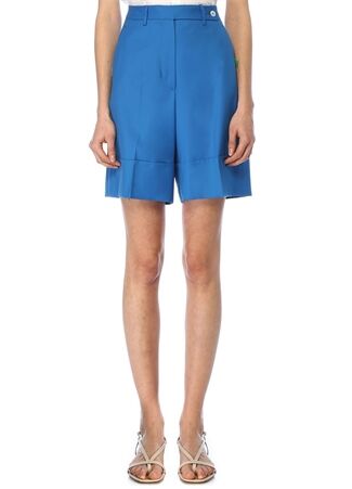 Kiton Kadın Mavi Yüksek Bel Yün Şort 42 IT