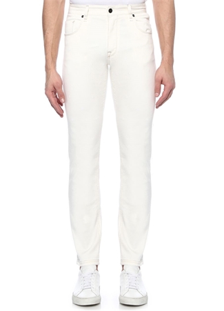 Fendi Erkek Slim Fit Beyaz Kabartmalı Logolu Jean Pantolon 33 US