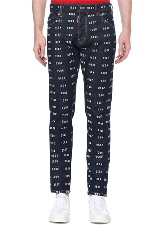 Dsquared2 Erkek Cool Guy Lacivert Logo Baskılı Jean Pantolon Mavi 44 IT