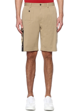 Dolce&Gabbana Erkek Bej Yüksek Bel Figür Baskılı Pilili Şort 48 IT