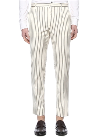 Dolce&Gabbana Erkek Ekru Normal Bel Çizgili Pantolon Bej 46 IT