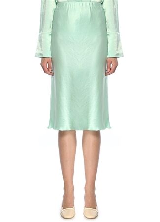Nanushka Kadın Zarina Yeşil Yüksek Bel Midi Saten Etek XS EU