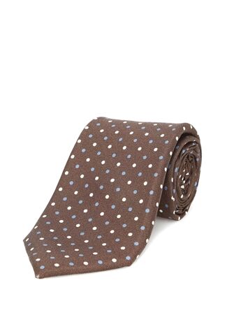 Beymen Collection Erkek Kahverengi Mikro Desenli İpek Kravat EU IT