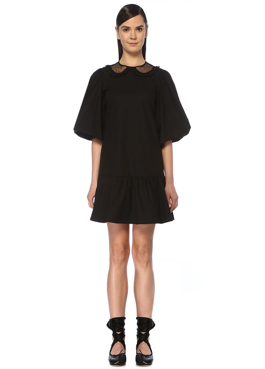 Beymen Siyah Transparan Yaka Detaylı Mini Elbise - 101481351_999