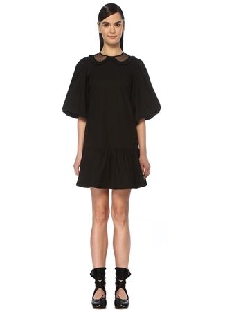 Red Valentino Kadın Siyah Yaka Detaylı Mini Elbise 42 IT