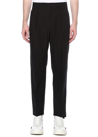 Valentino Erkek Siyah Pileli Normal Bel Kanvas Pantolon 46 IT