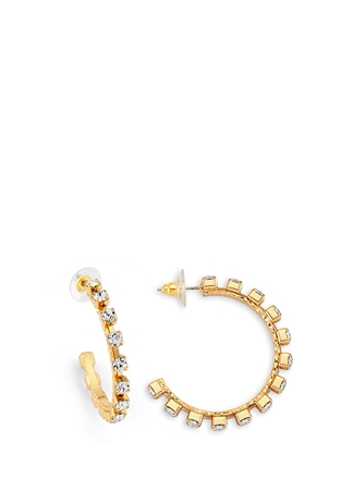 Ninon Kadın Anita Hoop Medium Taşlı Altın Rengi Kaplama Küpe EU