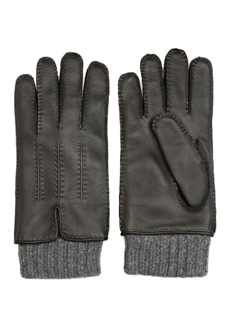Mazzoleni Gloves Erkek Siyah Gri Dekoratif Dikişli Deri Eldiven XL EU Mazzoleni Gloves Erkek Siyah Gri Dekoratif Dikişli Deri Eldiven XL EU