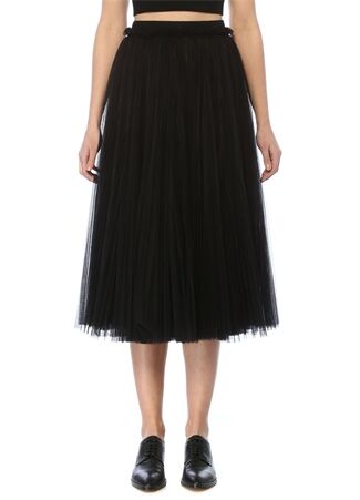 Dolce&Gabbana Kadın Siyah Pilili Midi Tütü Etek 42 IT