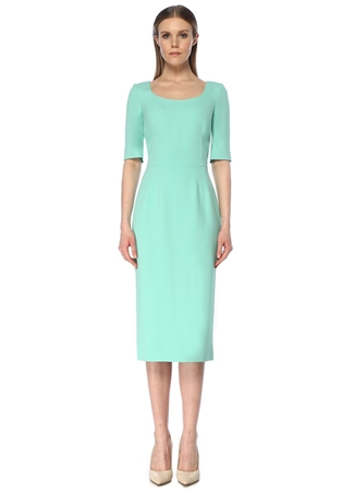 Dolce&Gabbana Kadın Su Yeşili Kısa Kol Midi Krep Elbise Yeşil 38 IT