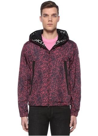 Moncler Erkek Siagne Siyah Pembe Kapüşonlu Mikro Desenli Mont 2 US