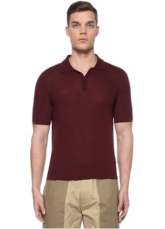 Moncler Erkek Bordo Polo Yaka Triko S EU