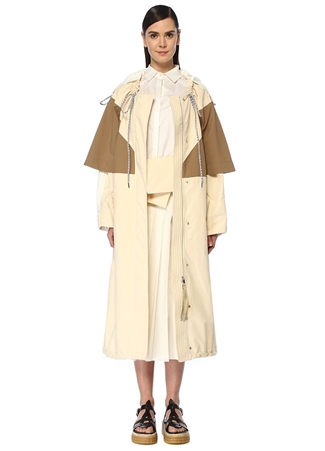 Moncler Genius Kadın 2 952 Violets Bej Bloklu Pardösü US