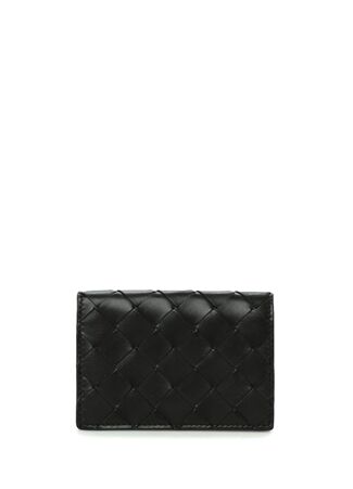 Bottega Veneta Kadın Siyah Örgü Dokulu Deri Kartlık EU