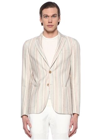 Etro Erkek Regular Fit Gri Çizgili İpek Smokin Ceketi Bej 54 IT