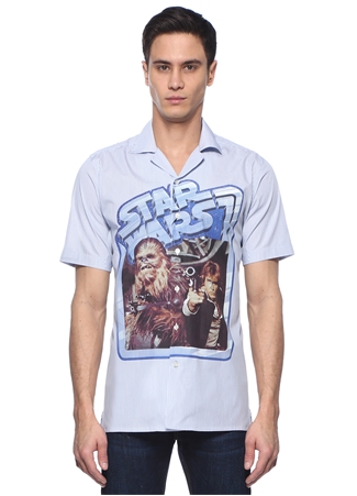 Etro Erkek Star Wars Lacivert Apaç Yaka Çizgili Gömlek XS EU