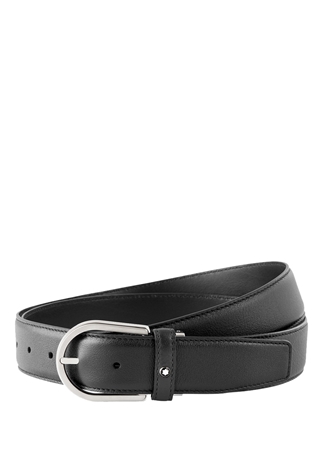 Montblanc Siyah Silver Deri Kemer EU Montblanc Siyah Silver Deri Kemer EU