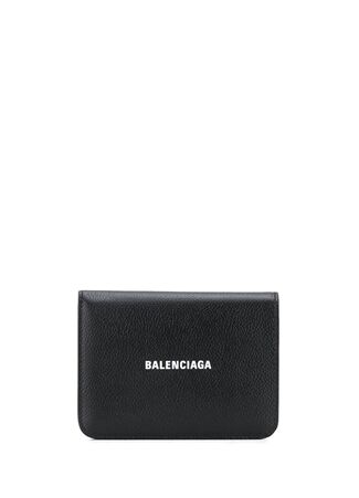 Balenciaga Kadın Siyah Logolu Deri Cüzdan EU