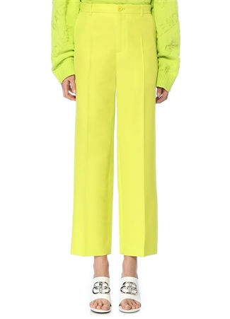 Balenciaga Kadın Yeşil Yüksek Bel Crop Twill Pantolon Sarı 36 FR