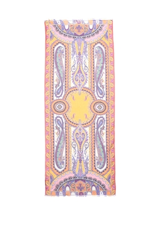 Etro Kadın Colorblocked Karışık Desenli Kaşmir Şal Turuncu Eu