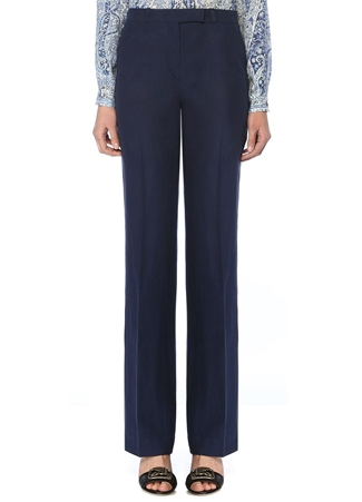 Etro Kadın Lacivert Bol Paça Keten Pantolon 42 IT