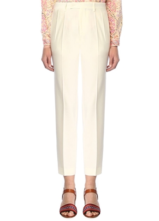 Etro Kadın Ekru Pilili Yün Pantolon Beyaz 42 IT