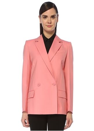 Givenchy Kadın Pembe Kelebek Yaka Kruvaze Yün Ceket 38 IT