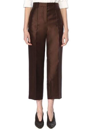 Givenchy Kadın Kahverengi Boru Paça Crop Yün Pantolon 36 IT