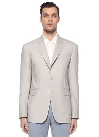 Givenchy Erkek Bej Kelebek Yaka Yün Ceket Gri 50 IT