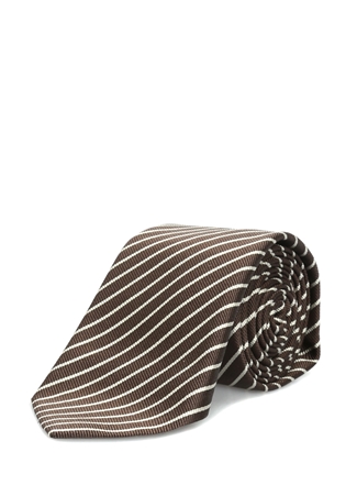 Brunello Cucinelli Erkek Kahverengi Bej Verev Çizgili İpek Kravat EU Brunello Cucinelli Erkek Kahverengi Bej Verev Çizgili İpek Kravat EU