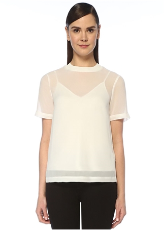 Allsaints Kadın Trace Beyaz Detaylı Kısa Kol Bluz M EU