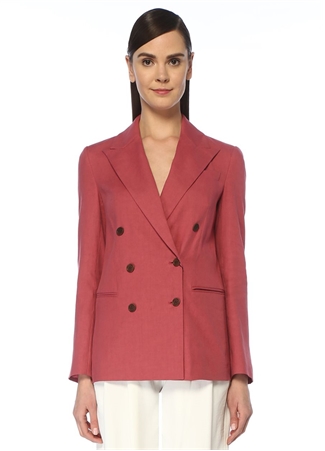Brunello Cucinelli Kadın Pembe Kırlangıç Yaka Kruvaze Keten Ceket 38 IT Brunello Cucinelli Kadın Pembe Kırlangıç Yaka Kruvaze Keten Ceket 38 IT