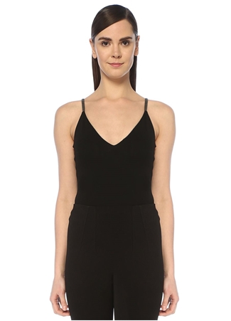 Brunello Cucinelli Kadın Siyah V Yaka Zincir Askılı Body M EU
