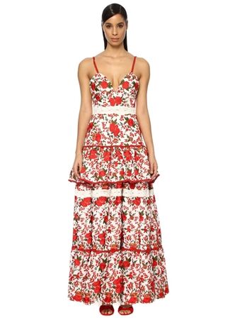 Alexis Kadın Naomie Kırmızı V Yaka Nakışlı Maksi Elbise S EU