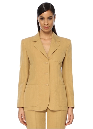 Alberta Ferretti Kadın Kamel Kelebek Yaka Kargo Ceket Bej 42 IT