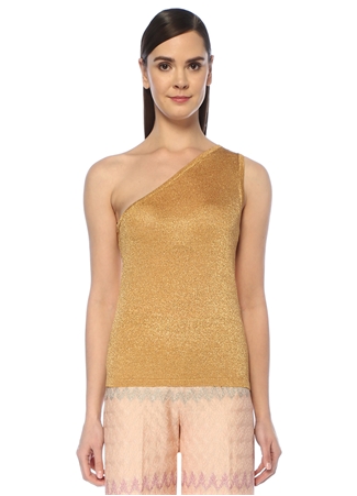 Missoni Kadın Gold Tek Omuzlu Simli Bluz Altın Rengi 42 IT