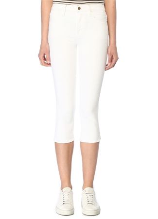 Frame Denim Kadın Beyaz Yüksek Bel Crop Jean Pantolon 26 US