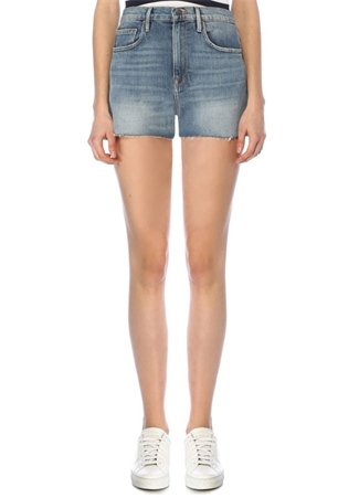 Frame Denim Kadın Le Brigette Organik Pamuklu Jean Şort Mavi 25 US