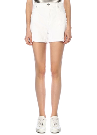 Frame Denim Kadın Le Beau Beyaz Yıpratma Detaylı Jean Şort 25 US
