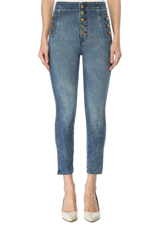 J Brand Kadın Natasha Yüksek Bel Crop Skinny Jean Pantolon Mavi 23 US