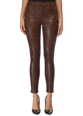 J Brand Kadın Alana Yılan Desenli Crop Skinny Jean Pantolon Kahverengi 23 US