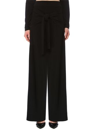 Norma Kamali Kadın Siyah Yüksek Bel Bağcık Detaylı Pantolon XS EU