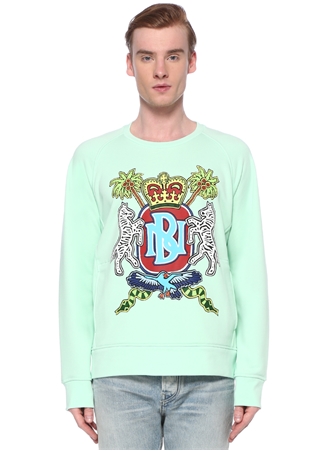 Neil Barrett Erkek Yeşil Logo Baskılı Sweatshirt S EU